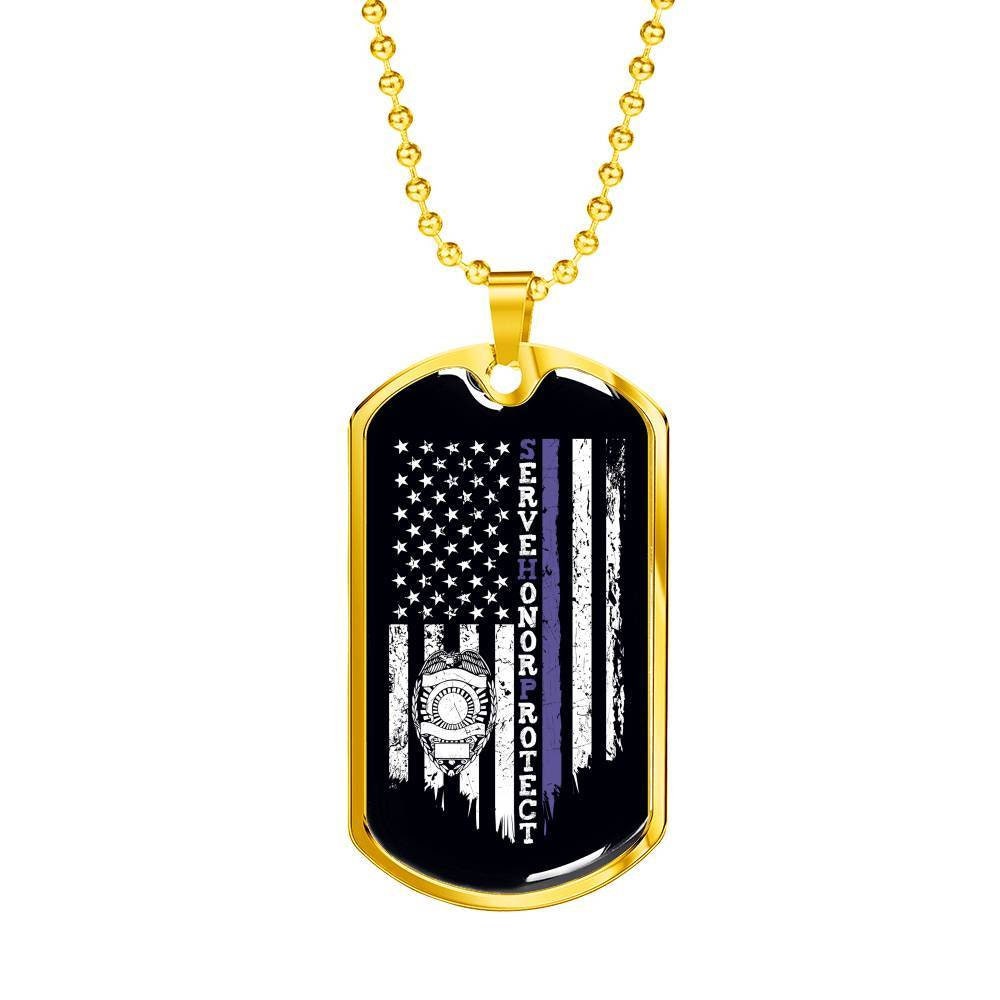 Serve Honor Protect Flag Gold Necklace Cop Necklace Thin - Etsy