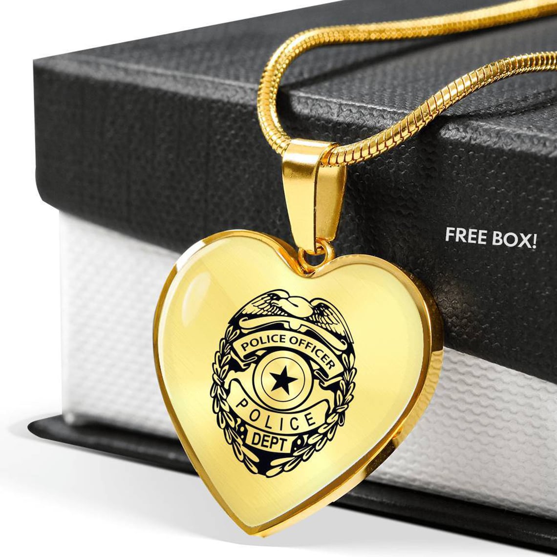 Police Officer Badge Gold Charm Necklace, Friendship Gift, Sterling ...