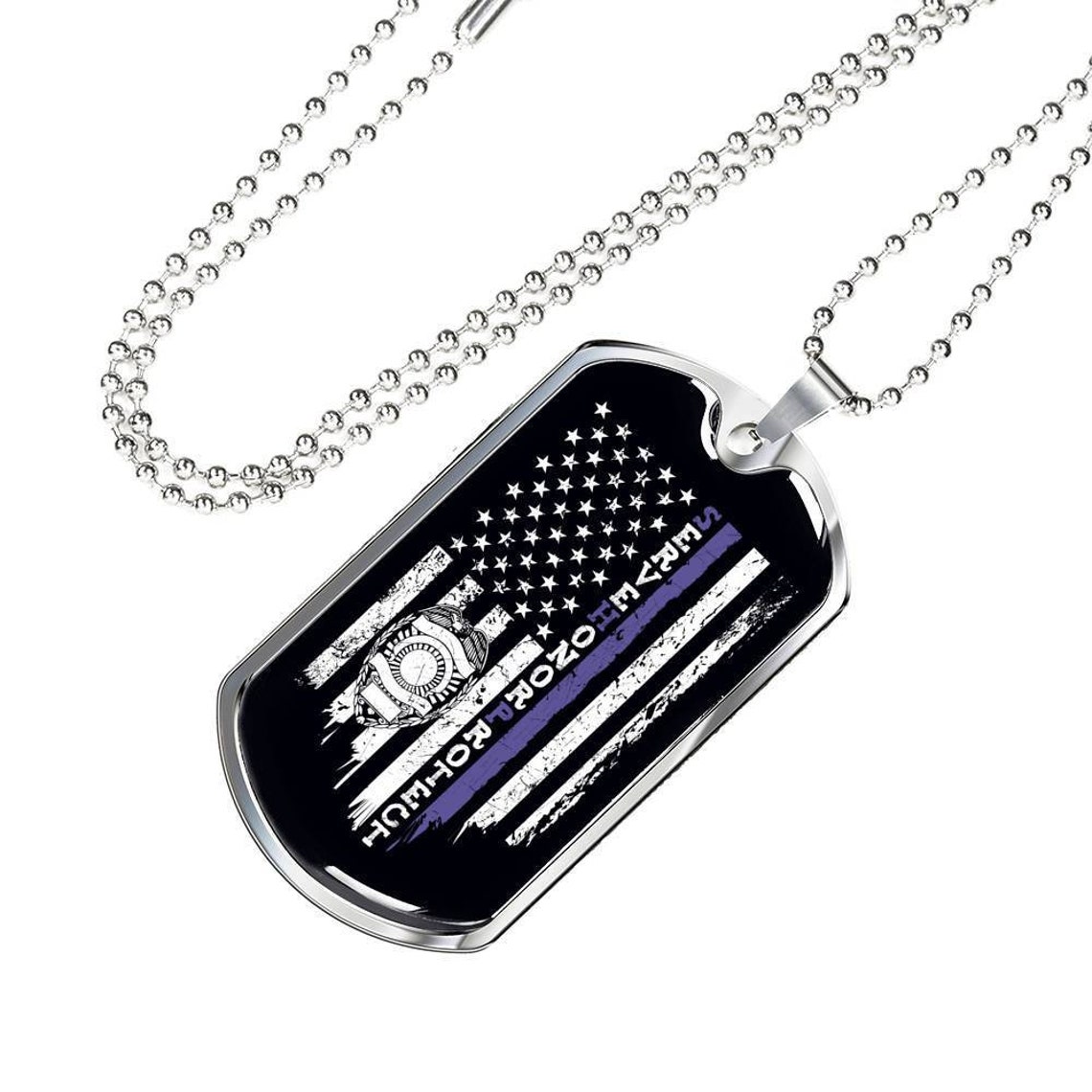 Serve Honor Protect Flag Necklace, Cop Necklace, Thin Blue Line, Dad ...