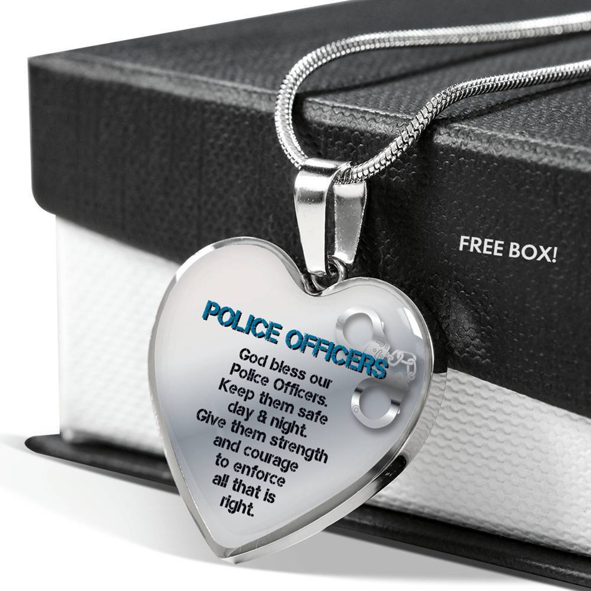 God Bless Our Police Officers Heart Necklace, Female Police Officer ...