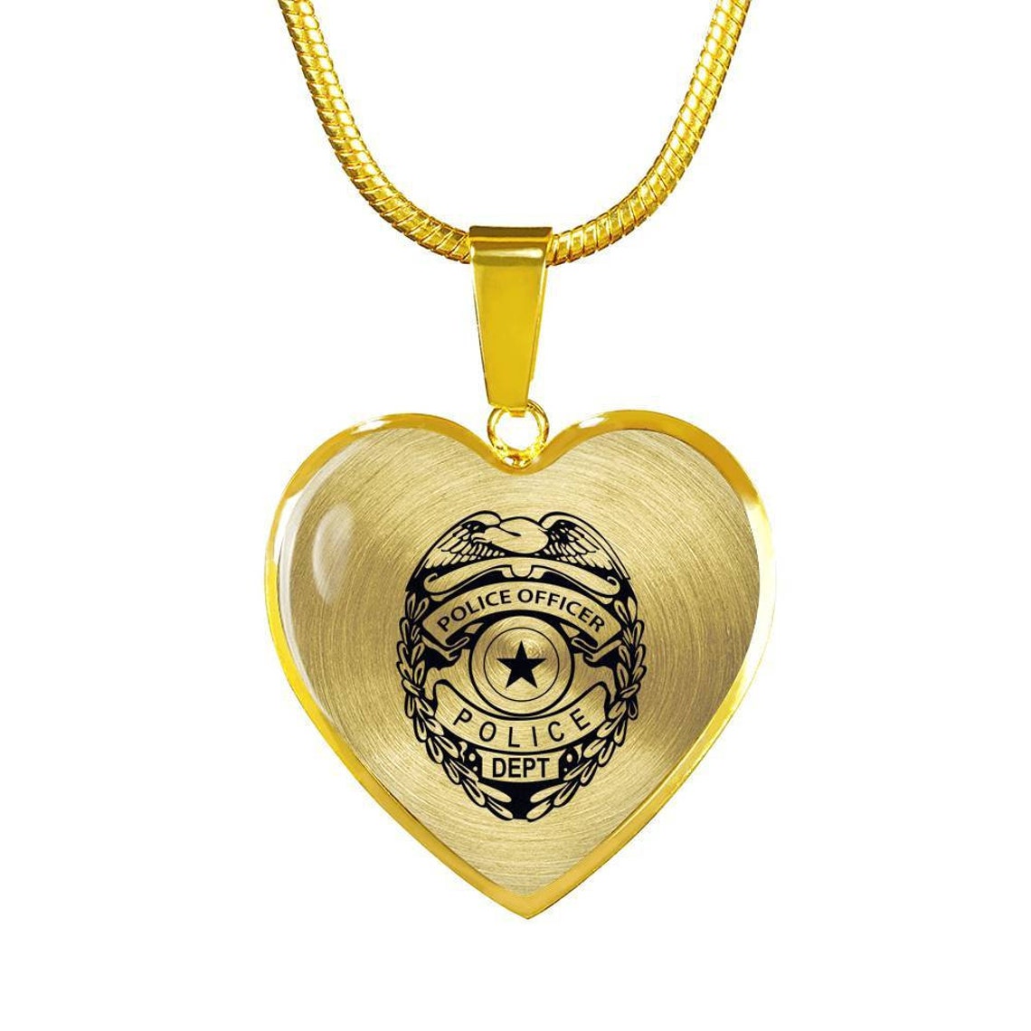 Police Officer Badge Gold Charm Necklace, Friendship Gift, Sterling ...