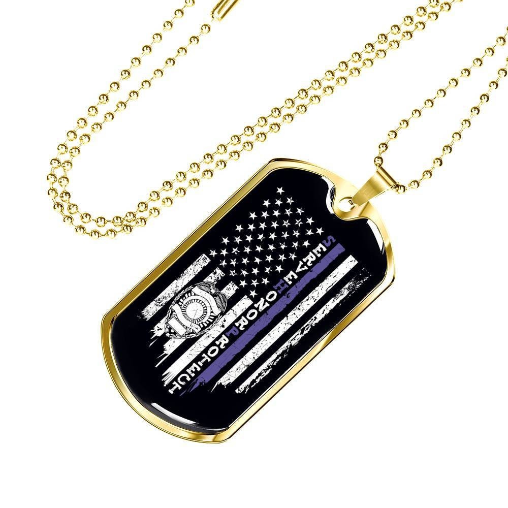 Serve Honor Protect Flag Gold Necklace, Cop Necklace, Thin Blue Line ...