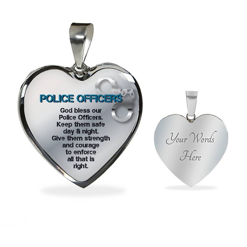 God Bless Our Police Officers Heart Necklace, Female Police Officer ...