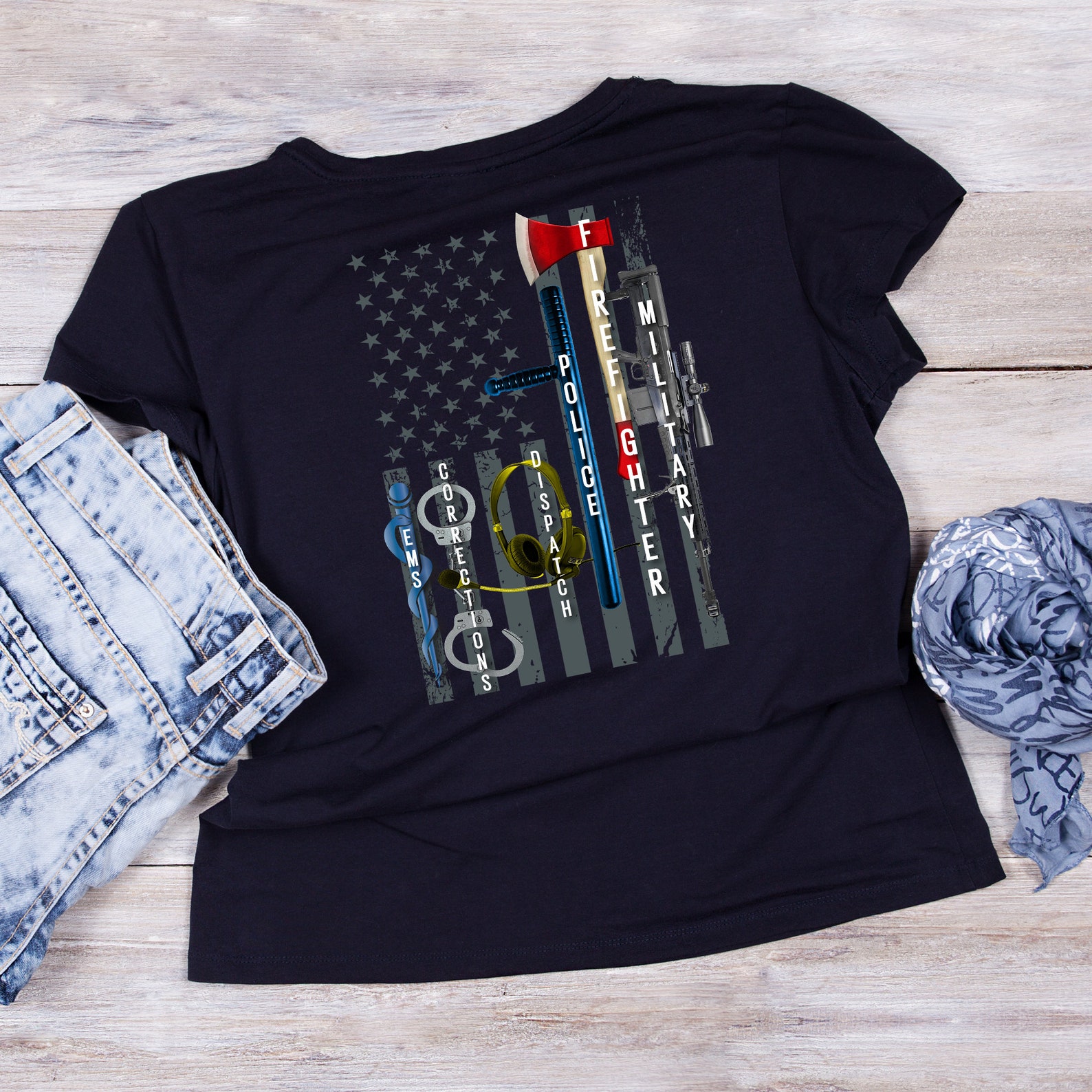 First Responders Hero Flag T-shirt, Tank Top, EMT Nurse Firefighter ...