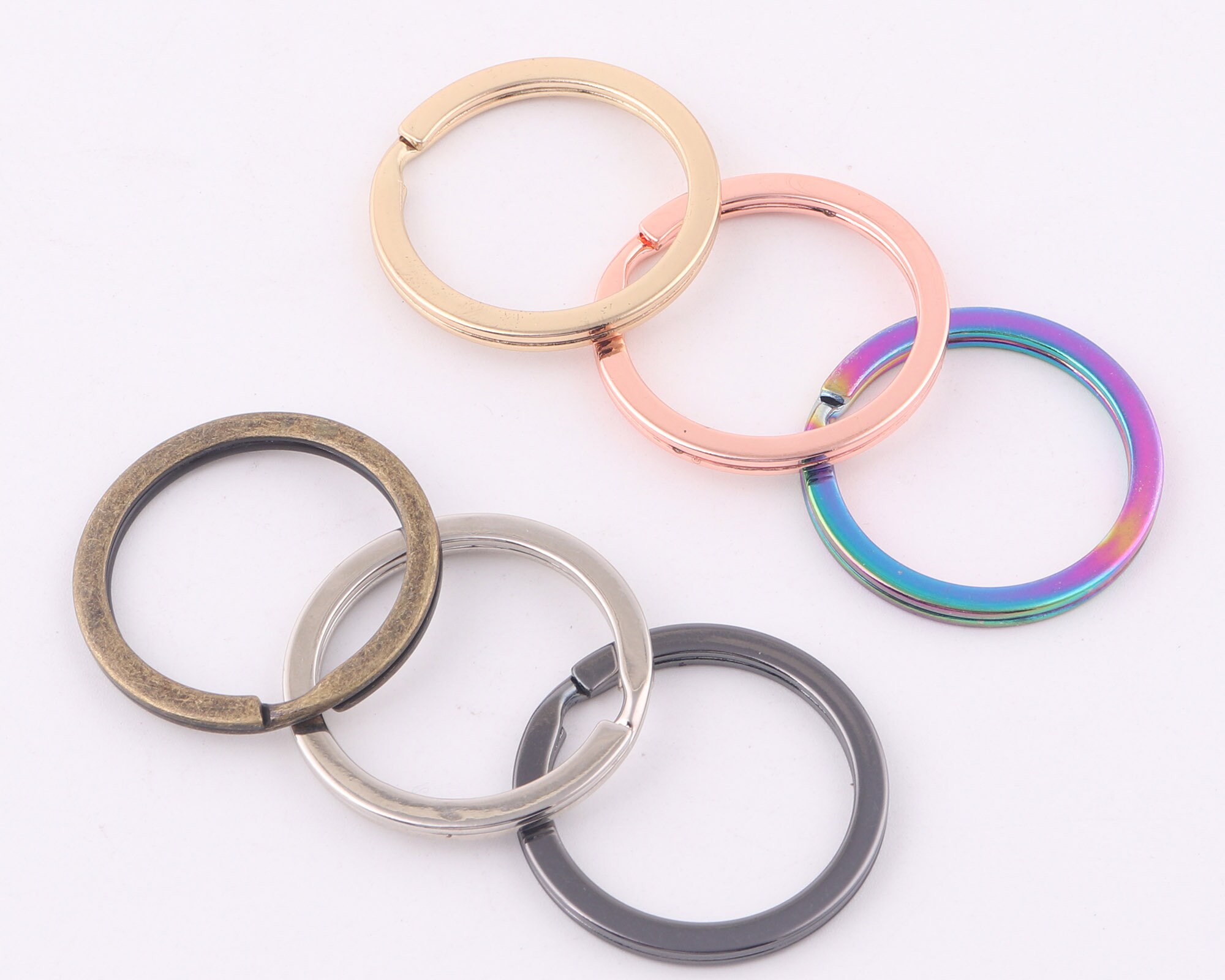 Rainbow Round Split Key Rings Key Chain Charm Clasp - Etsy