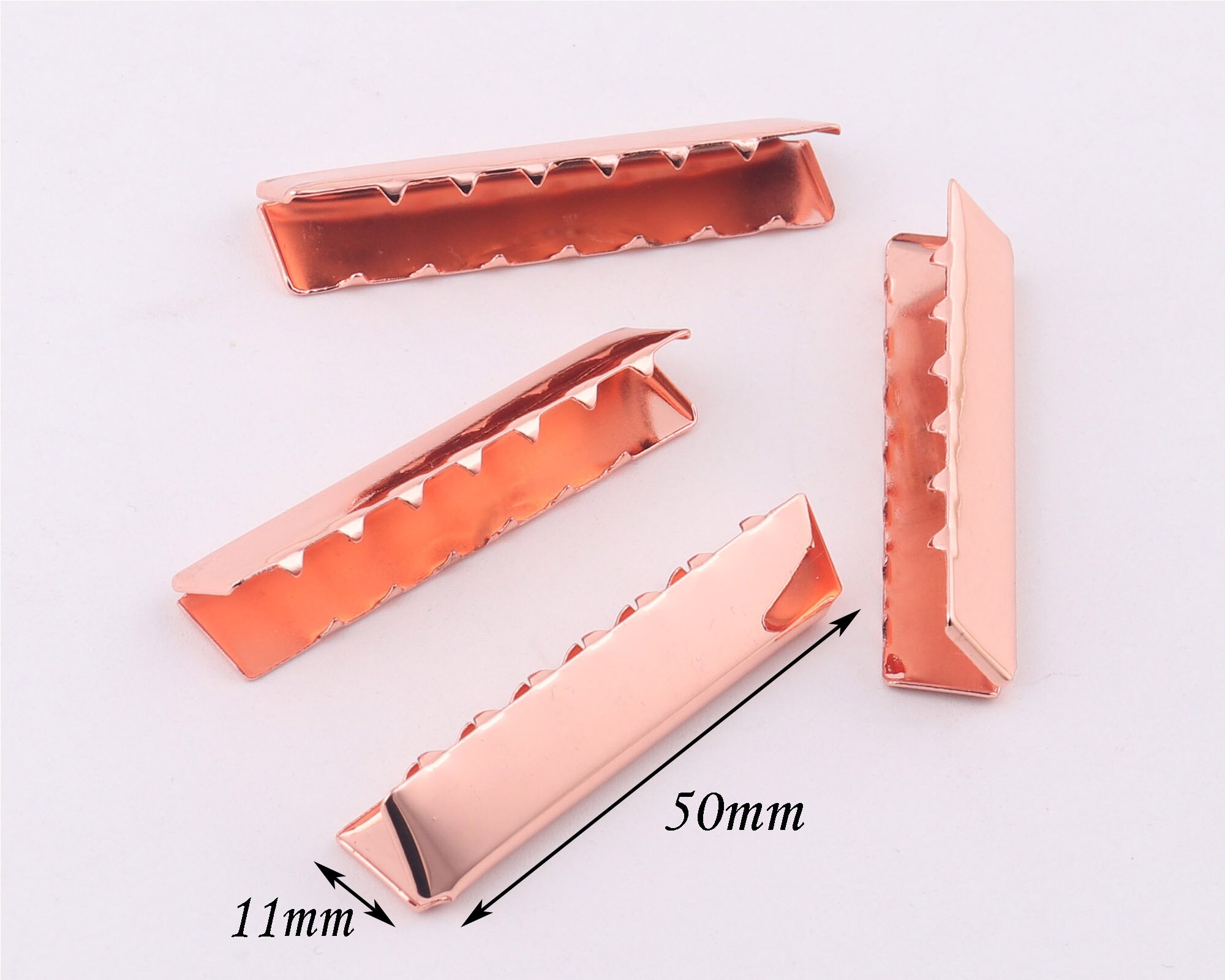 50mm Rose Gold Ribbon End Clamps With Loopribbon Cord Rope - Etsy