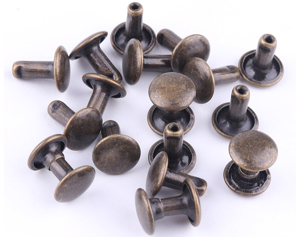 8mm bronce doble cap remaches botón de metal redondo remache | Etsy