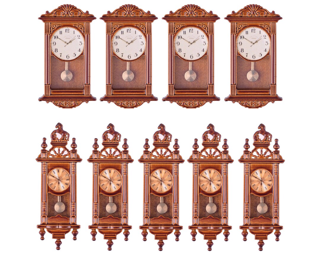Mini Retro Pendulum Wall Clock Pendulum Miniature Clocks Wooden Vintage ...