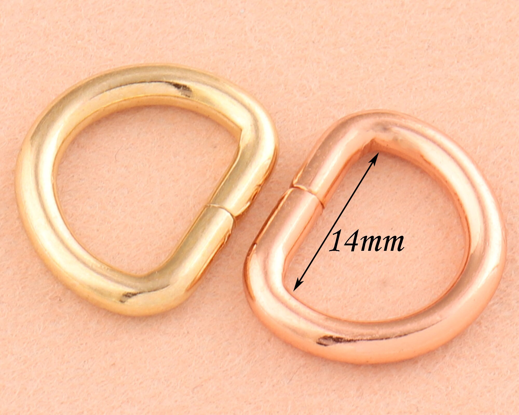 14mm rose gold D Ring slide adjustable buckles LoopMetal D | Etsy
