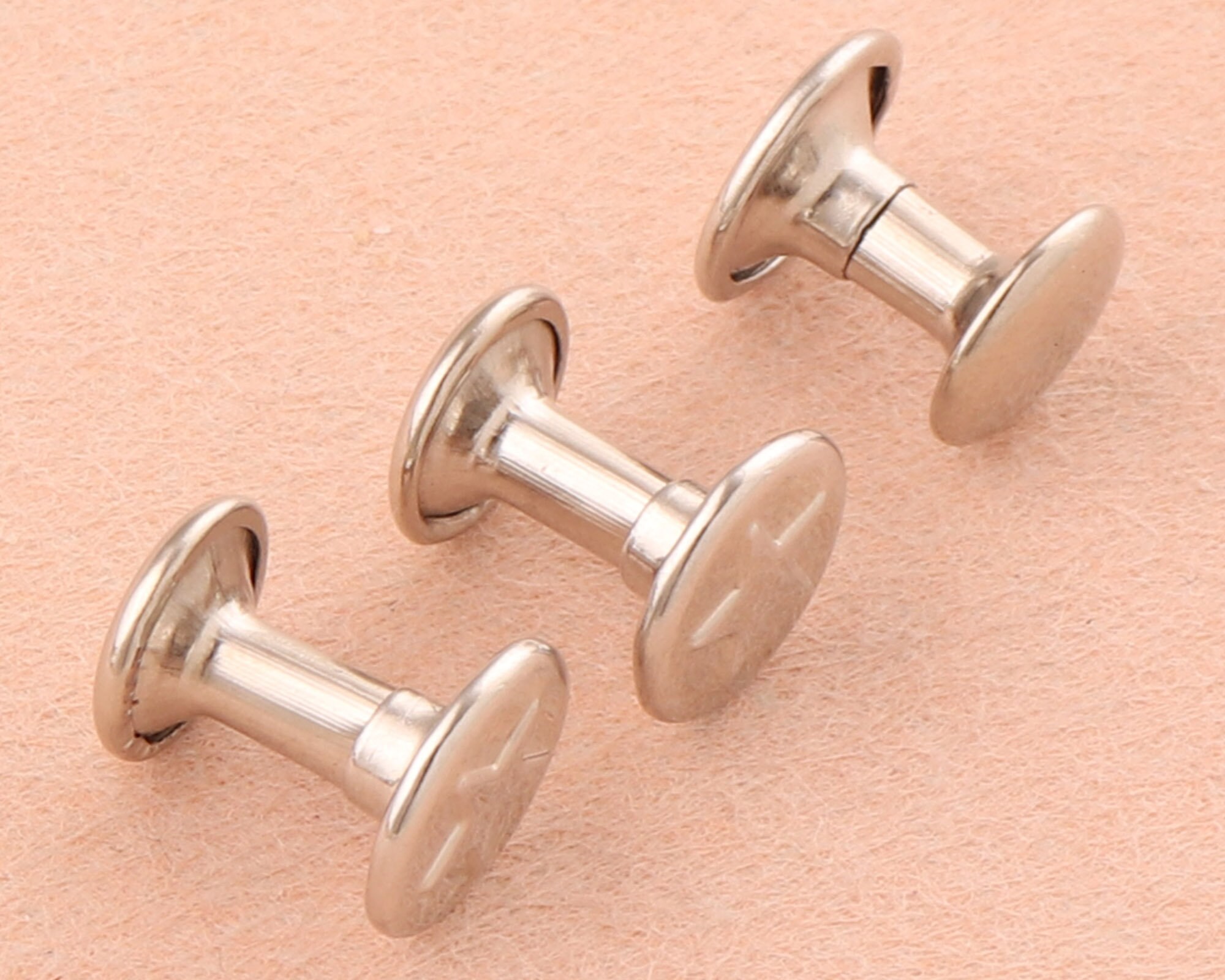 9mm silver Double Cap star RivetsMetal Button Round Rapid | Etsy