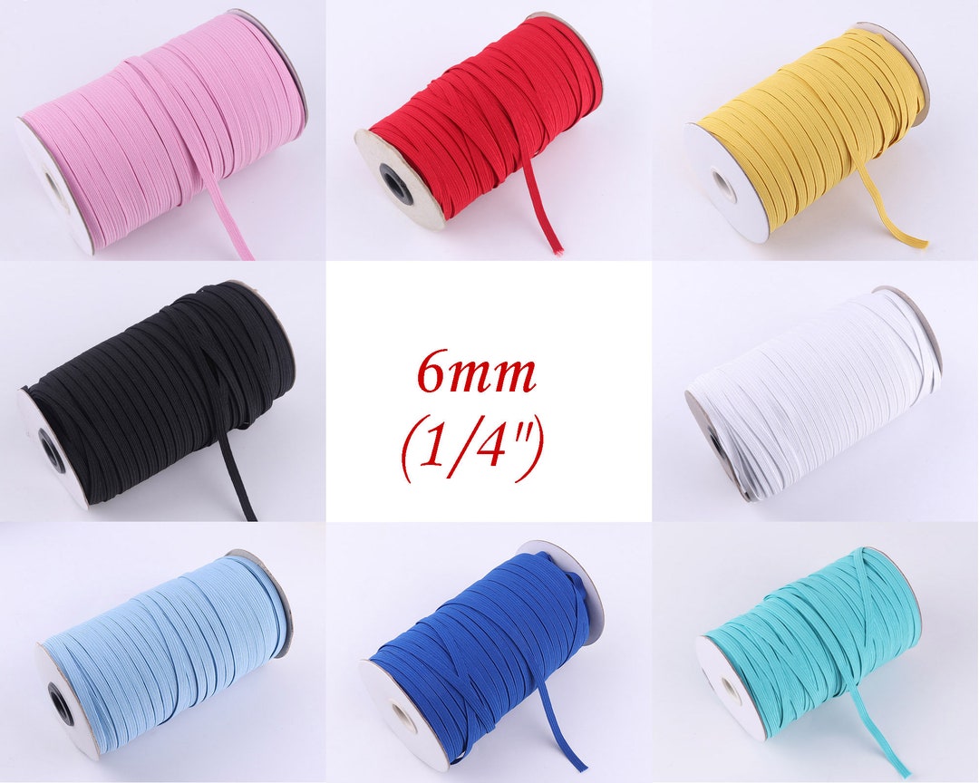 6mm1/4 Flat Elastic Cord for Face Mask Stretch Cord Elastic Band String ...