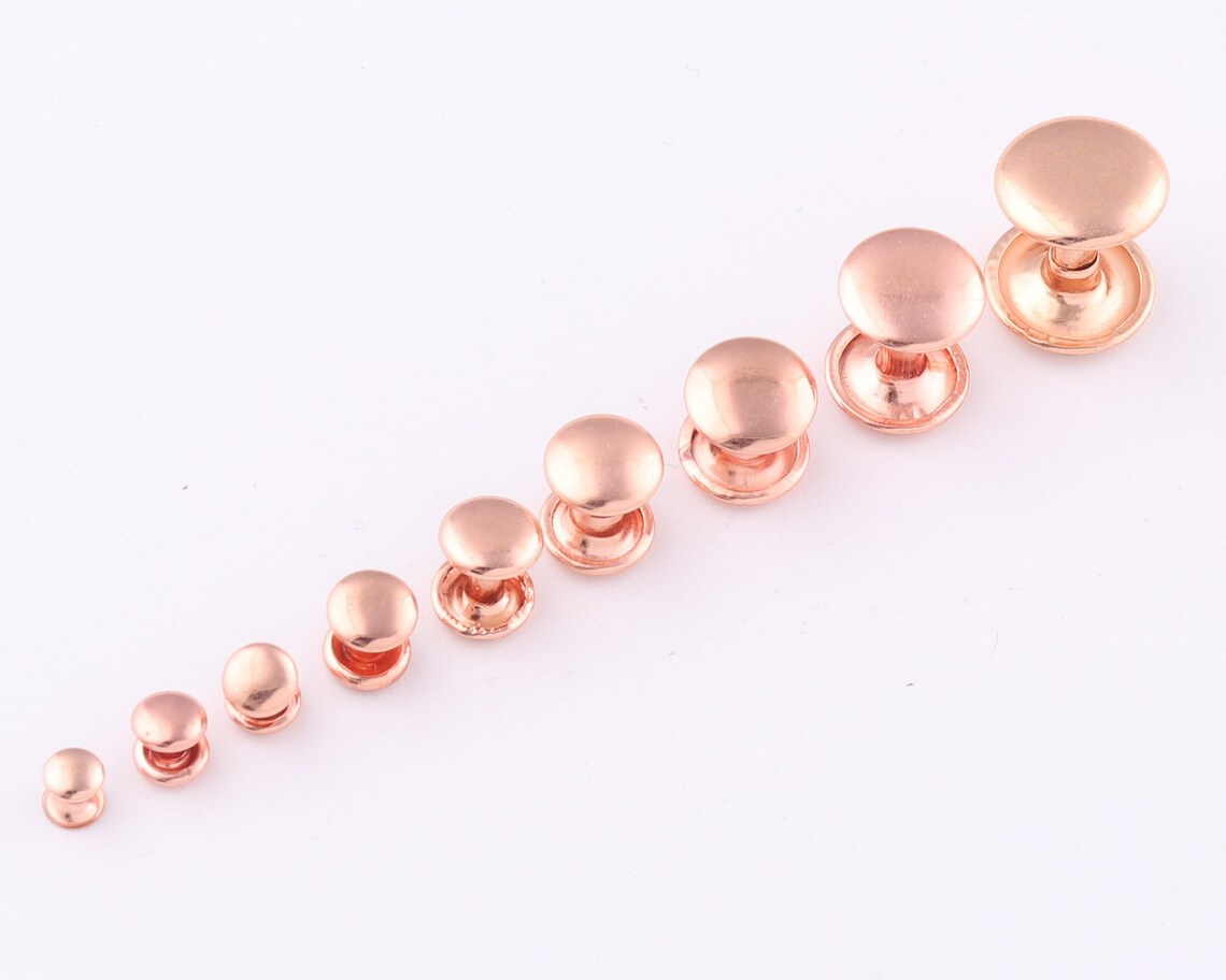 Rose Gold Double Cap Rivetsmetal Button Round Rapid - Etsy