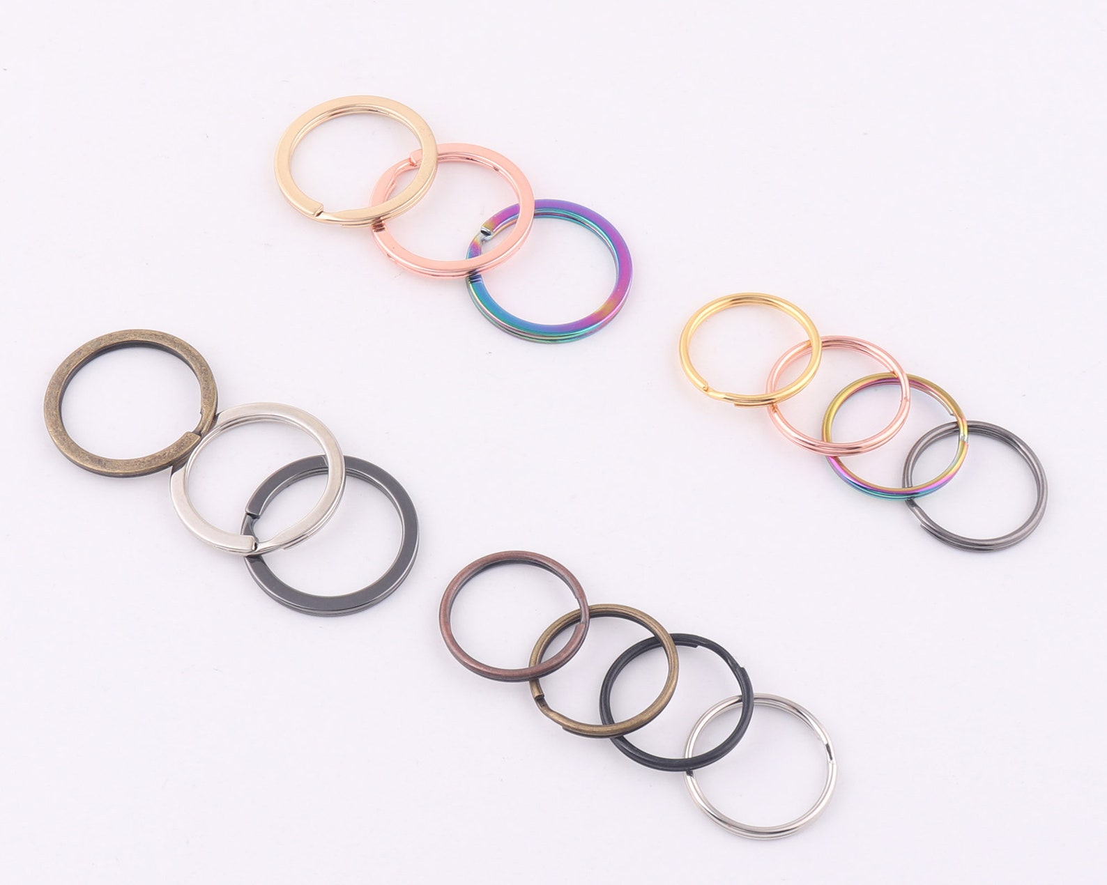 Rainbow Round Split Key Rings Key Chain Charm Clasp | Etsy