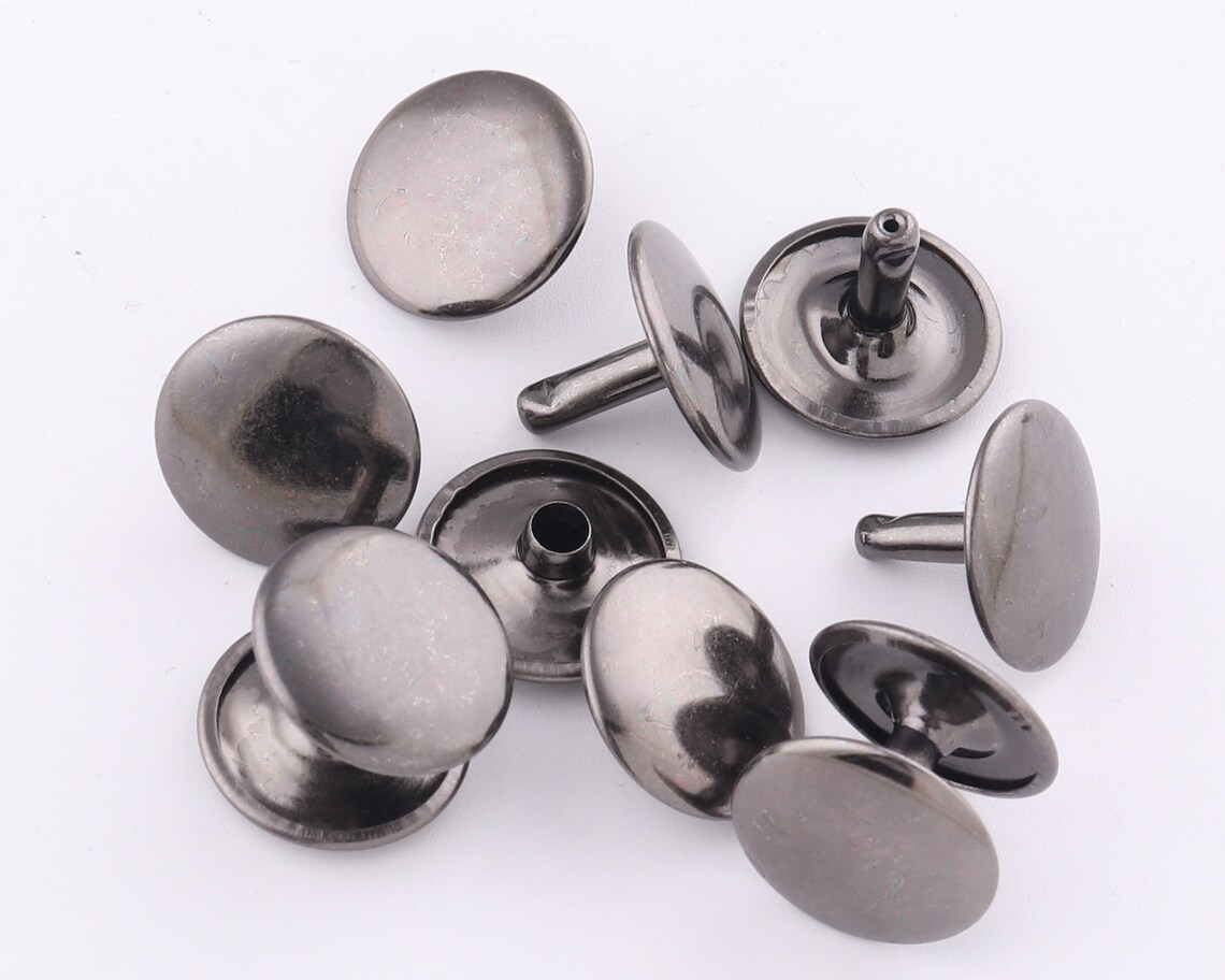 16mm Gunmetal Double Cap Rivetsmetal Button Round Rapid | Etsy