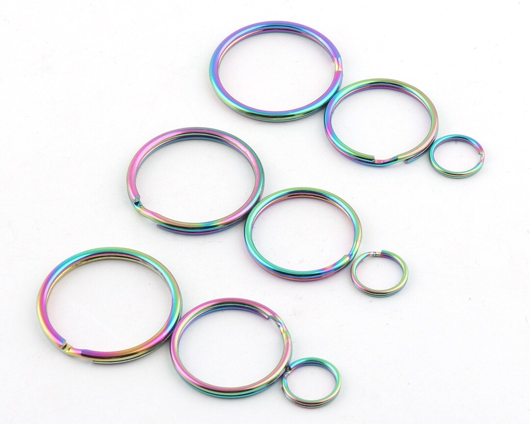 12-30mm Rainbow Round Split Key Rings Key Chain Jewelry Charm Clasp ...