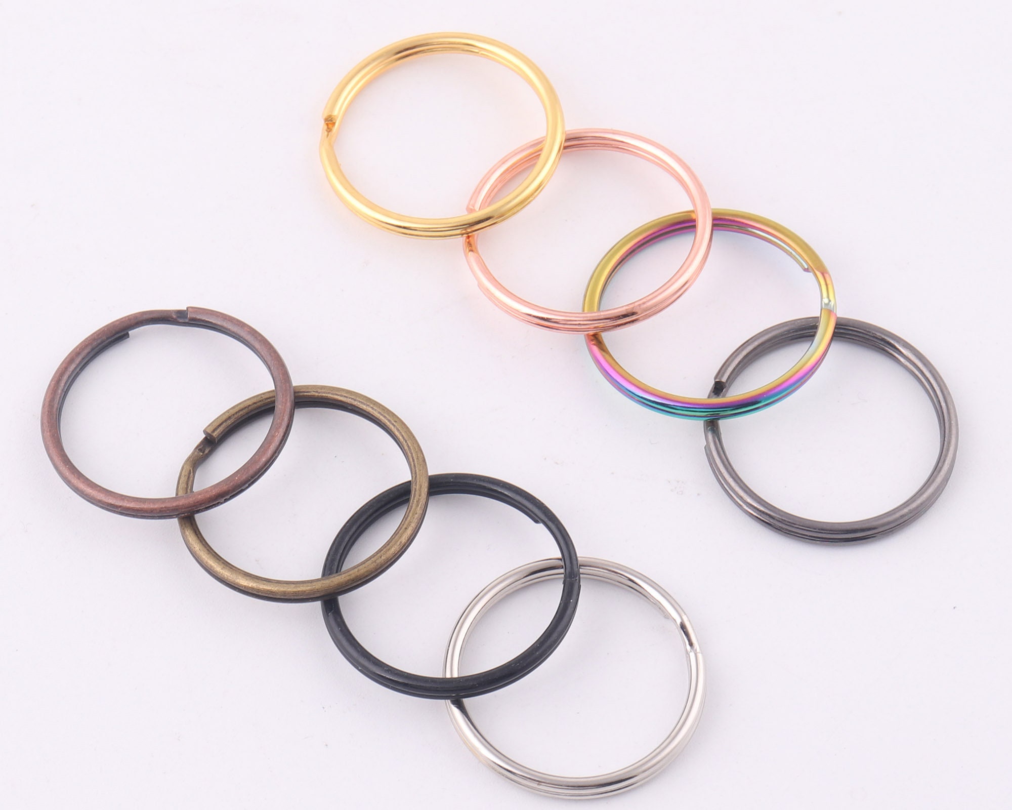 Rainbow Round Split Key Rings Key Chain Charm Clasp | Etsy