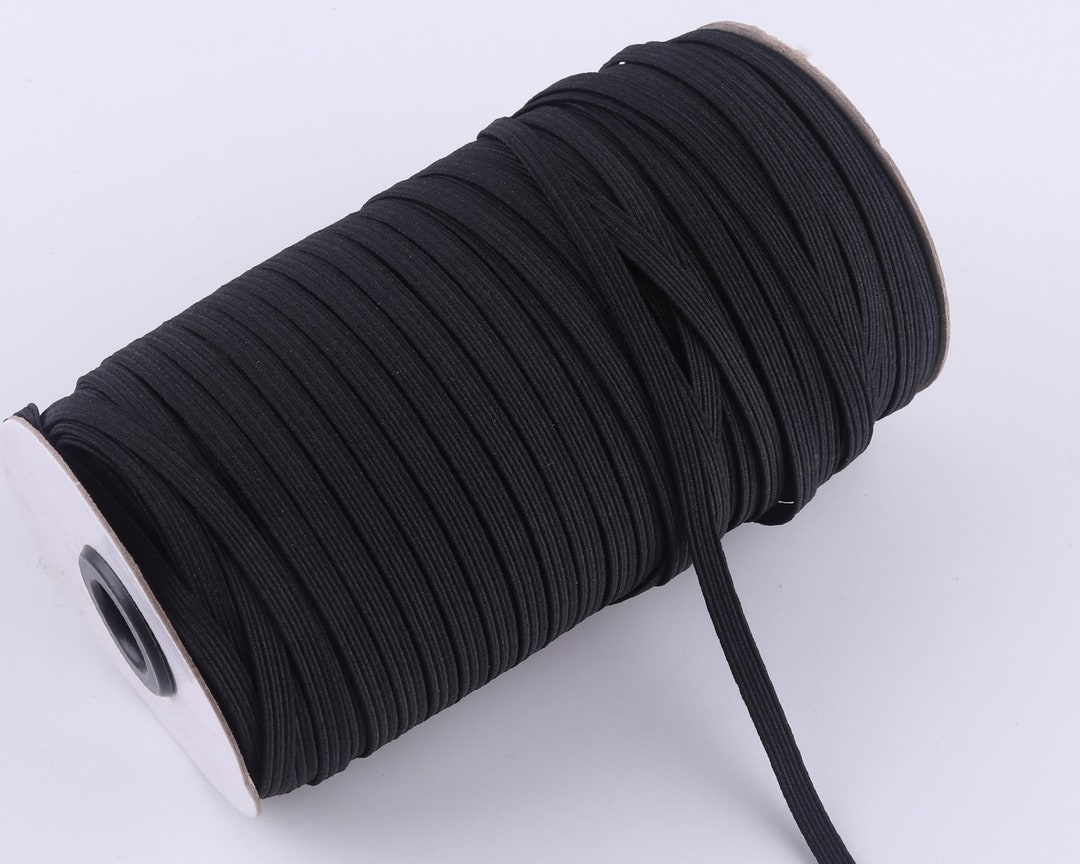 5mm Black Flat Elastic Cord for Face Mask Stretch Cord Elastic Band ...