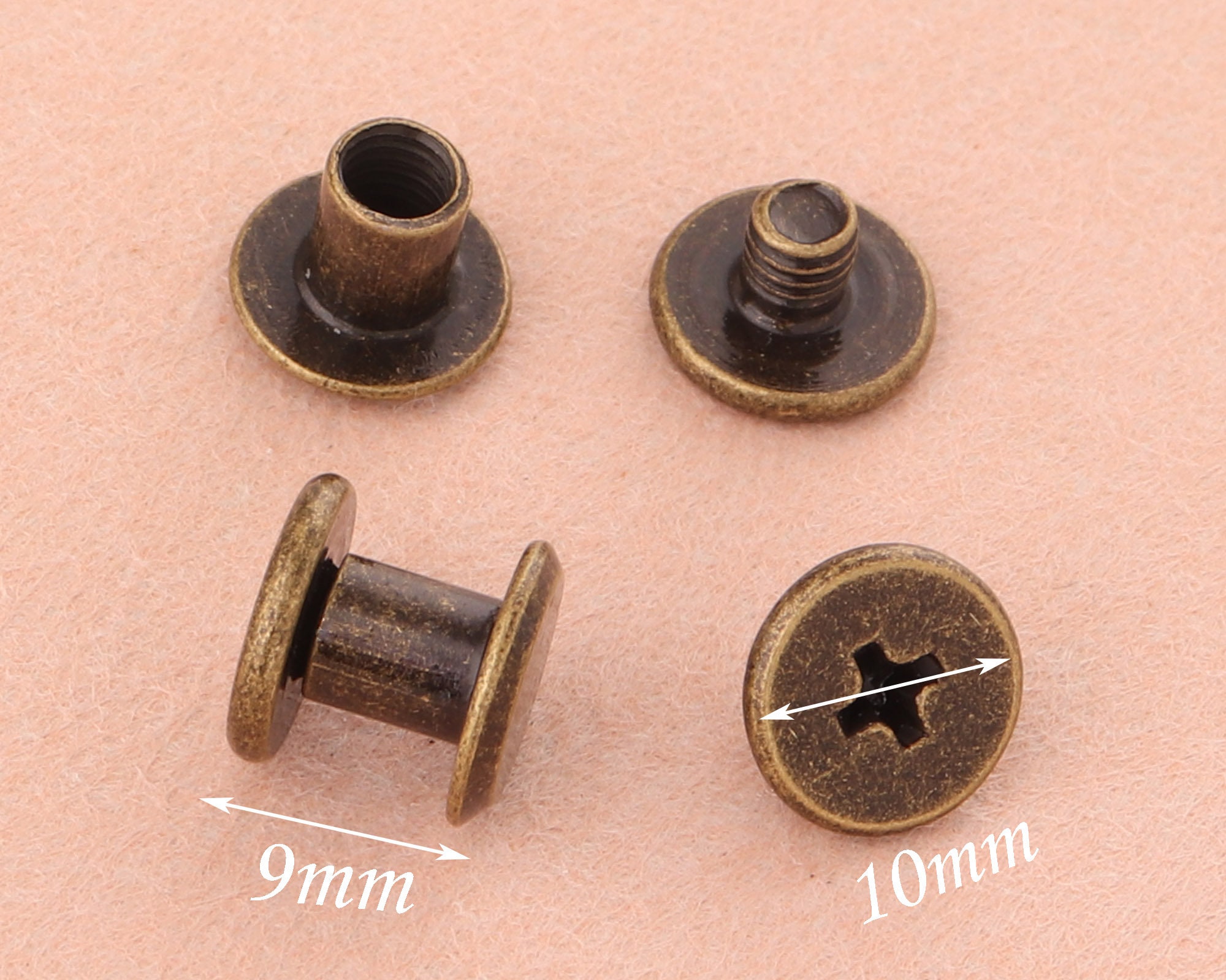910mm Bronze Screw Rivets Metal Button Screw Back Studs Screw - Etsy