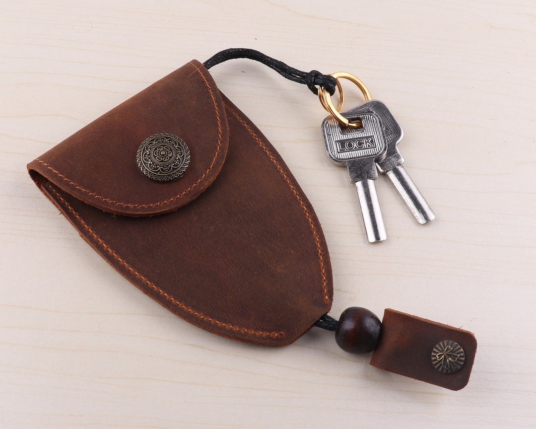 Genuine Leather Key Holder With Pull Strap,leather Key Wallet,car ...