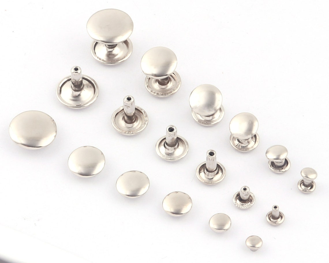 Silver Double Cap Rivetsmetal Button Round Jewelry Rapid - Etsy