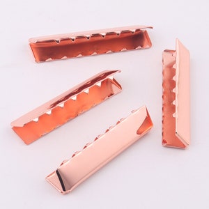 50mm Rose Gold Ribbon End Clamps With Loopribbon Cord Rope - Etsy