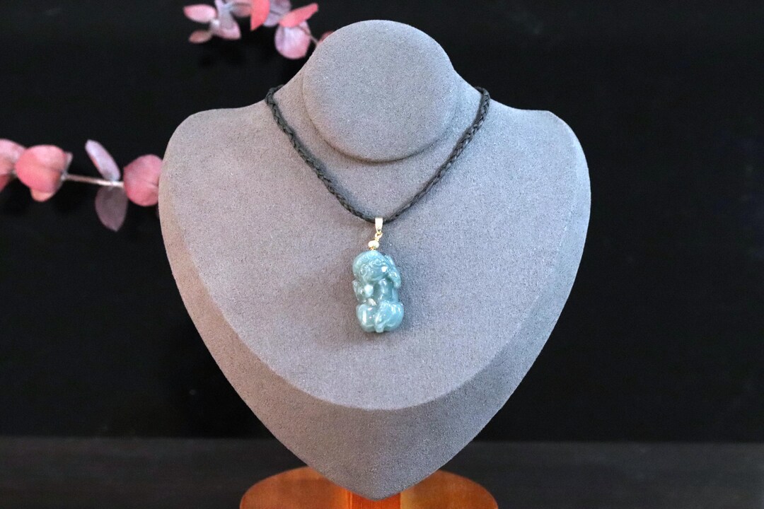 Carved Jade Pixiu Pendant Necklace: Feng Shui Wealth Amulet - Etsy
