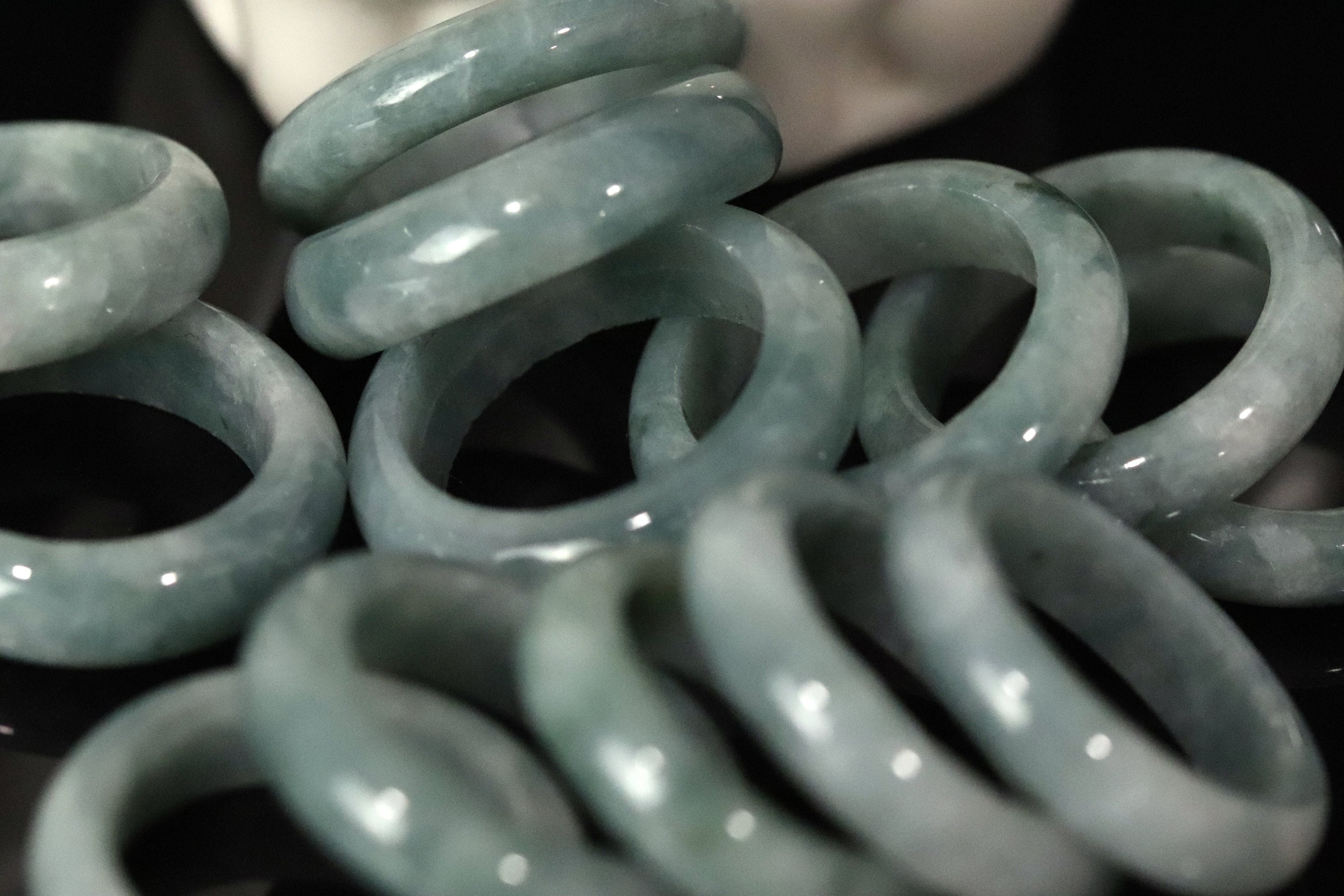 Blue Sea Jade Ring: Thin Natural Jadeite Band - Etsy