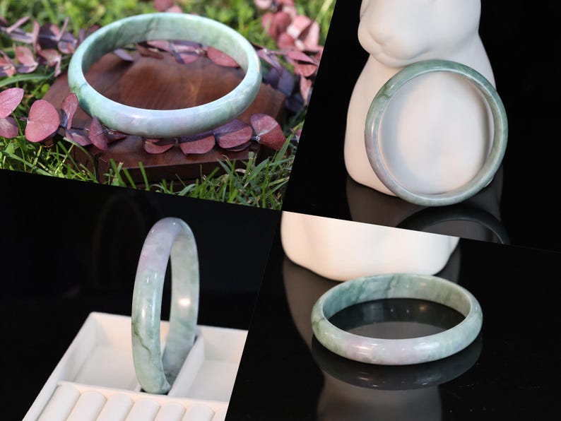 Large Jade Bangle Natural Jadeite: Pink Lavender Gemstone Jewelry - Etsy