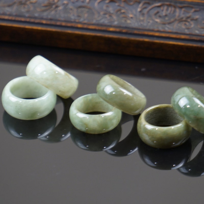Jadeite Wide Band Rings - Etsy UK