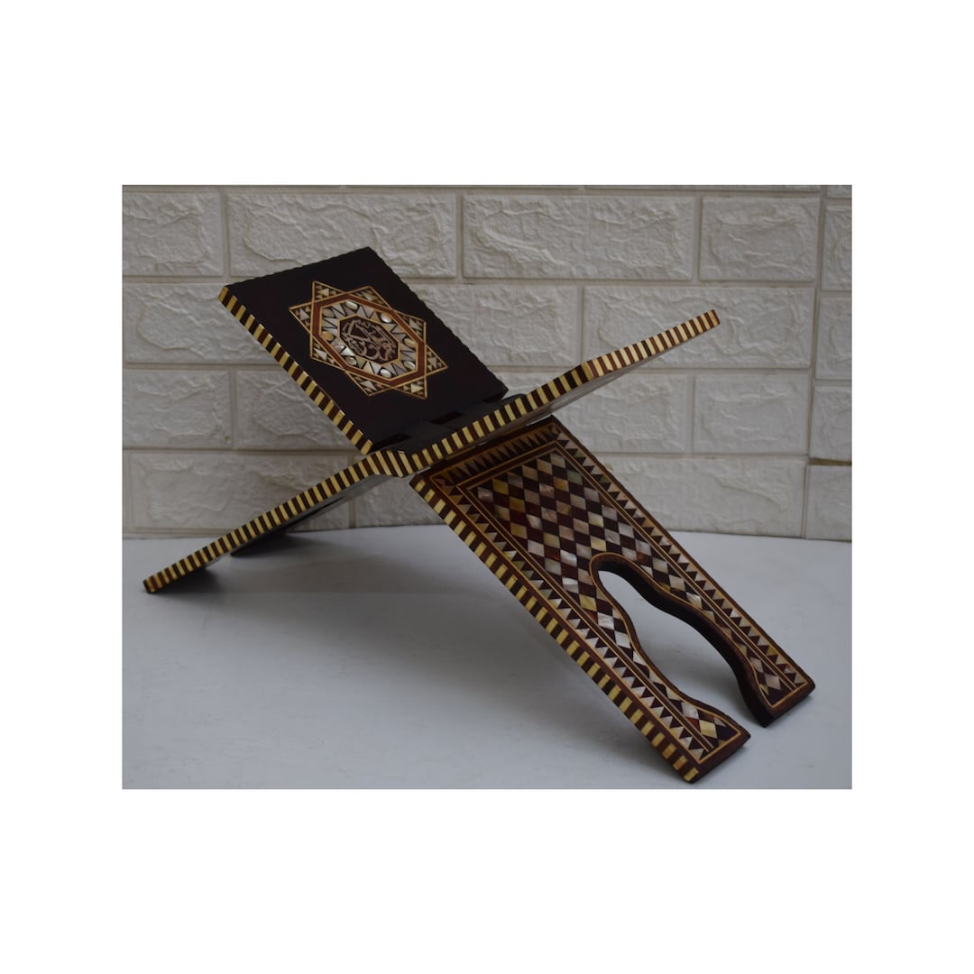 Unique Islamic Quran Holder, Handmade Mother of Pearl Inlaid Wood Quran ...