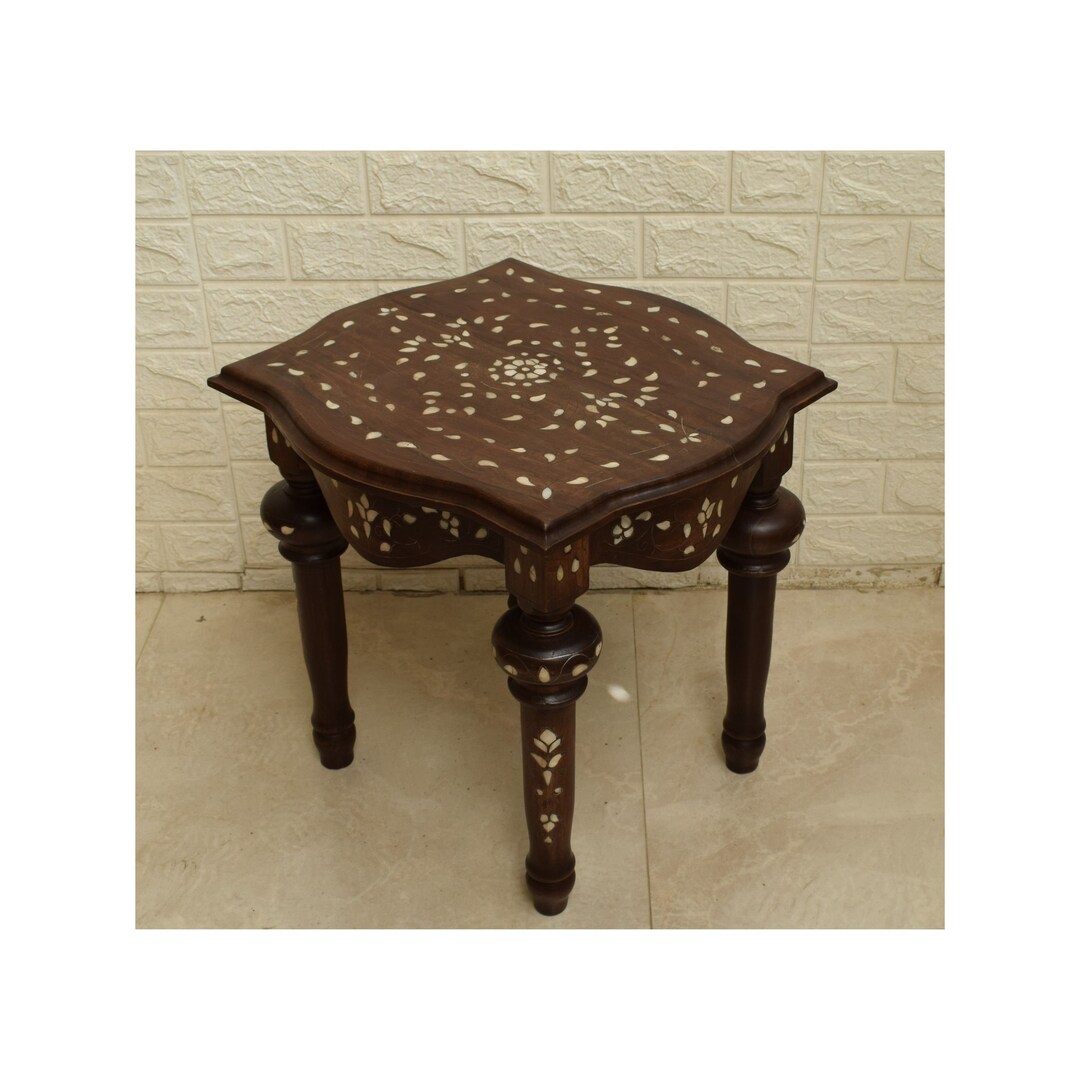 Vintage Handcrafted Syrian Side Table, Mother of Pearl Inlaid Morocco ...