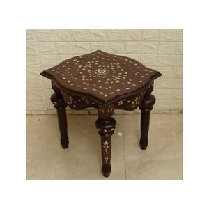 Vintage Syrian Side Table: Handcrafted Mother of Pearl Inlay - Etsy