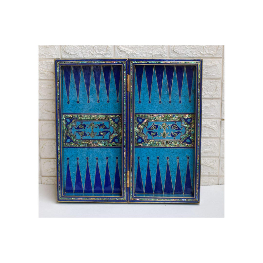 Rare Backgammon & Chess Board, Handmade Luxury Mother Pearl Lapis and ...