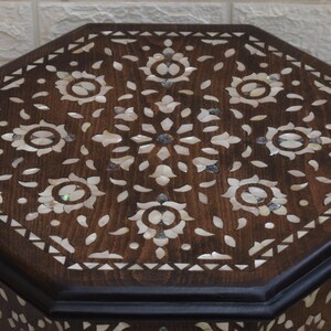 Syrian Wood Side Table: Mother of Pearl Inlay, Moroccan Decor (20" H ...
