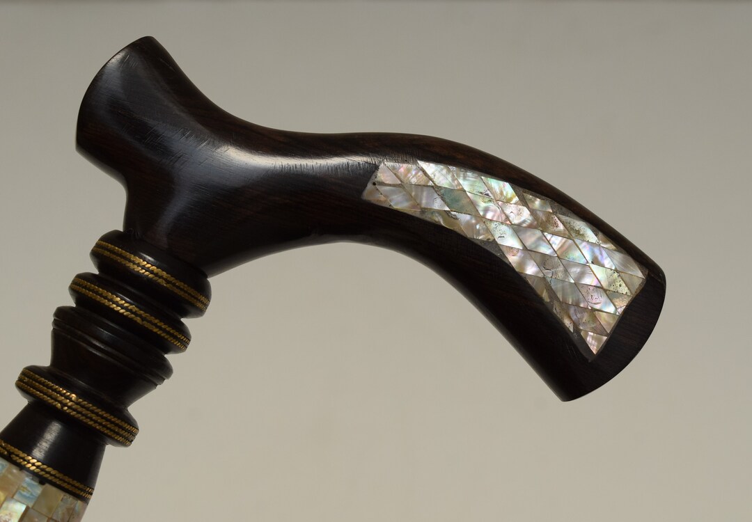 Egyptian Handmade 37 Walking Cane , %100 Natural Mother of Pearl Inlaid ...
