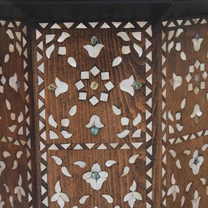 Syrian Wood Side Table: Mother of Pearl Inlay, Moroccan Decor (20" H ...