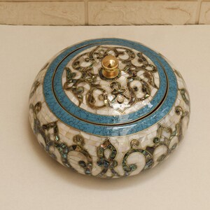 Handmade Egyptian Candy or Chocolate Bowl, Mother of Pearl Inlaid ...