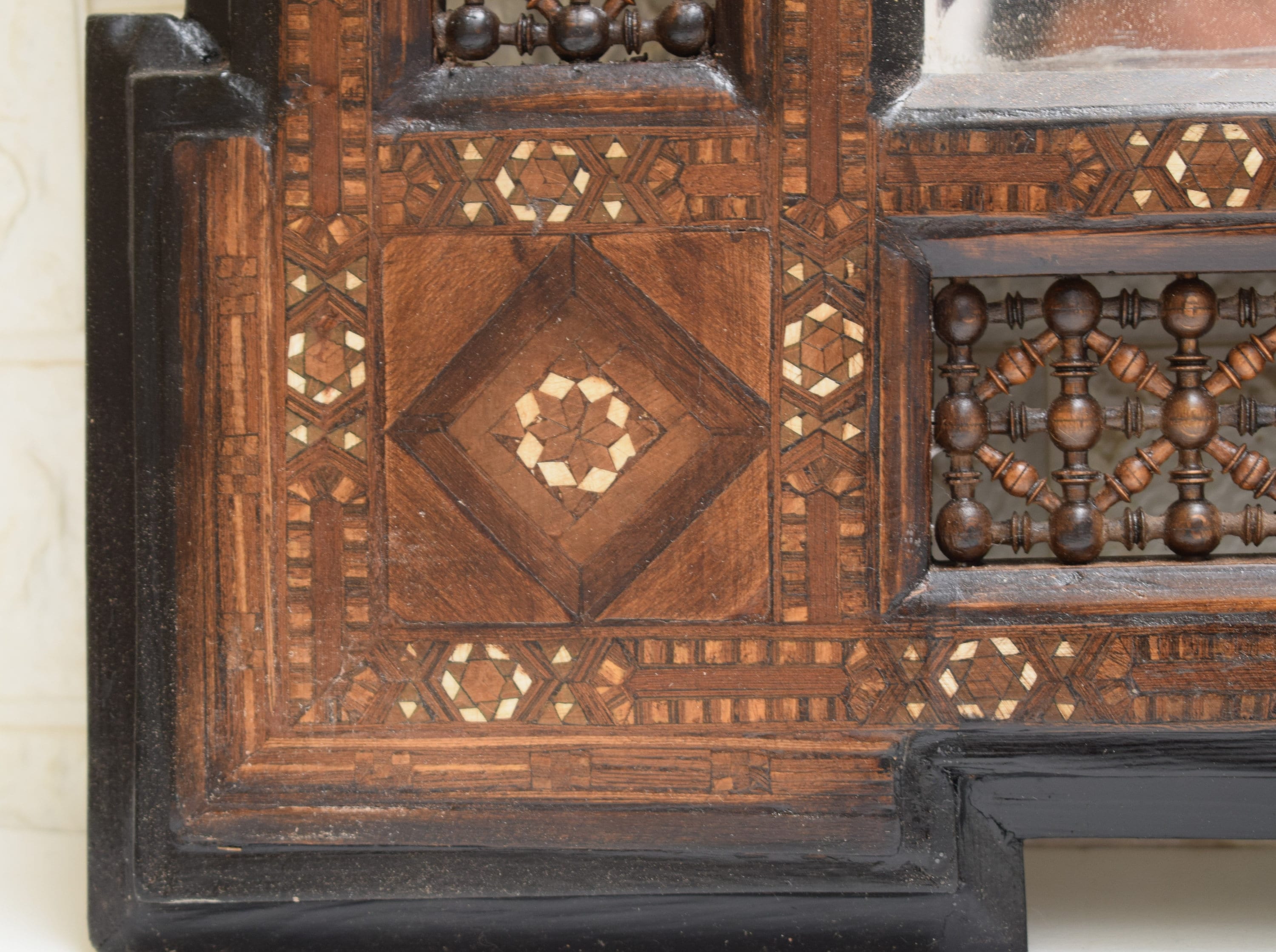 Vintage Syrian Wooden Wall Mirror Frame Mosaic Inlay Wall - Etsy
