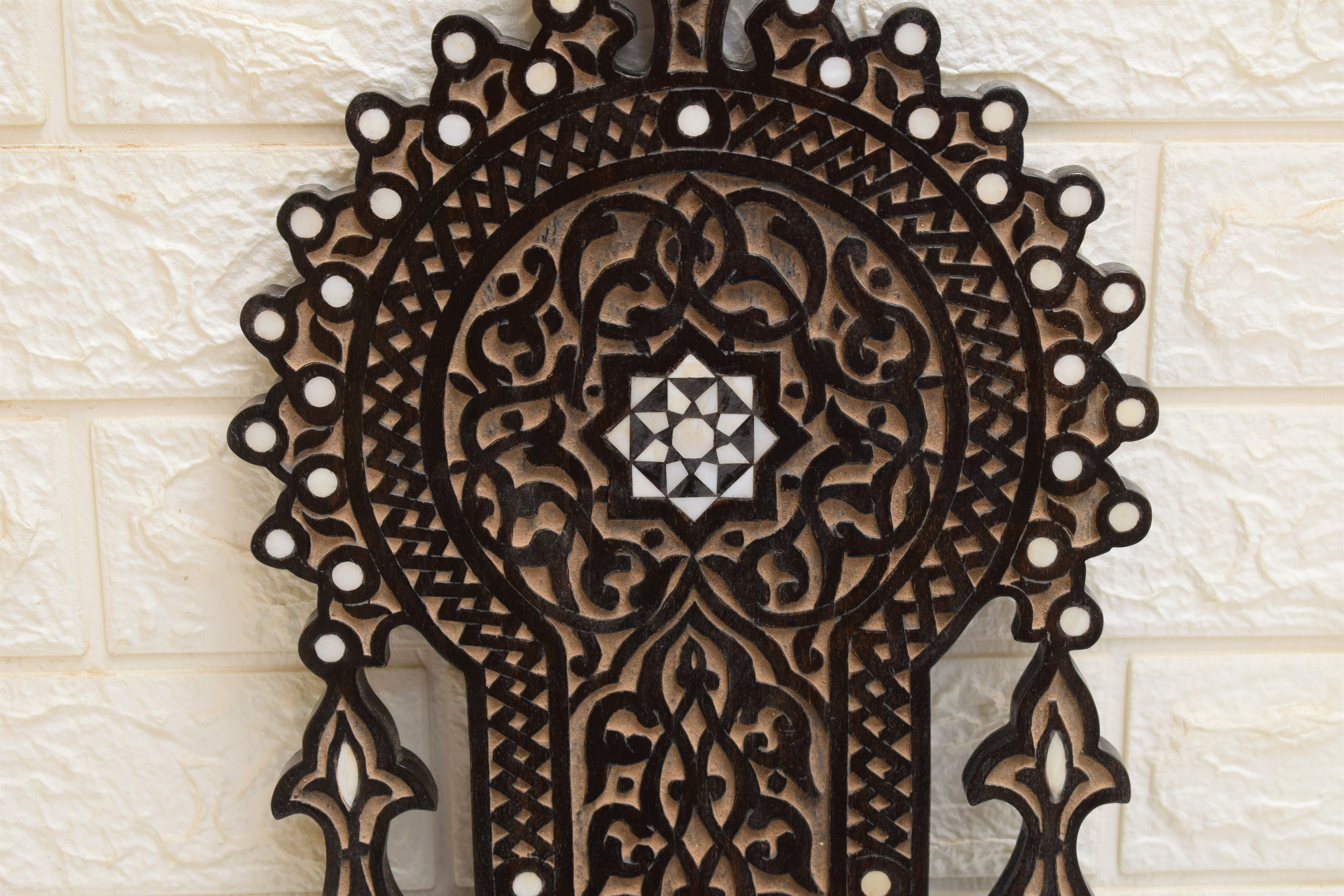 Hand Carved Walnut Wall Shelf: Syrian Mother of Pearl Inlay - Etsy