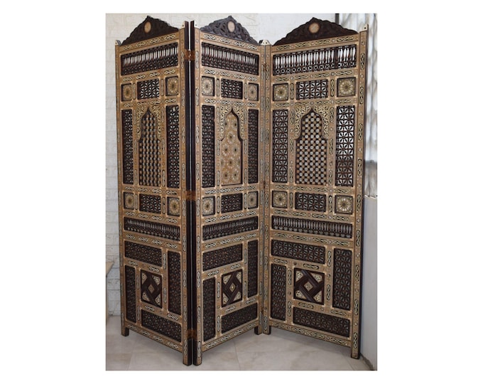 Vintage Egyptian Handmade Wood Latticework Screen Mashrabiya, 2 Sided ...