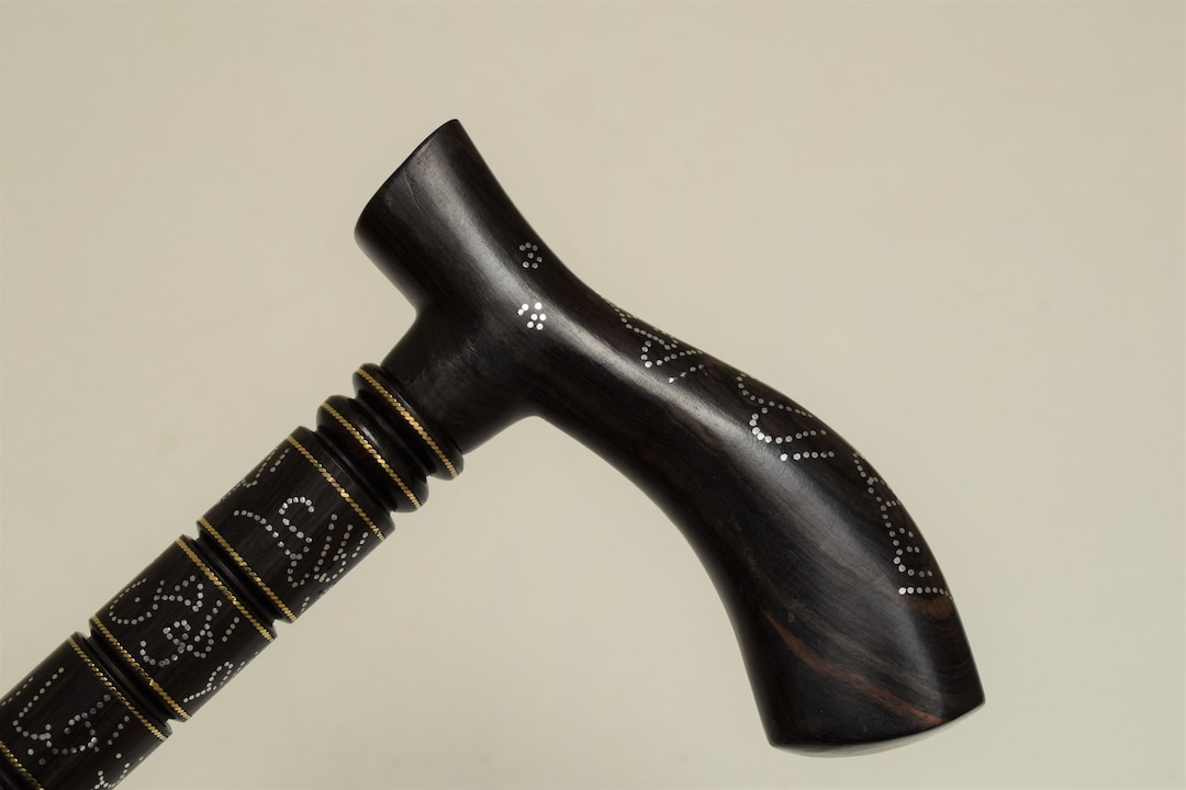 Handmade Ebony Wood Walking Stick: Egyptian Islamic Cane With 99 Names ...