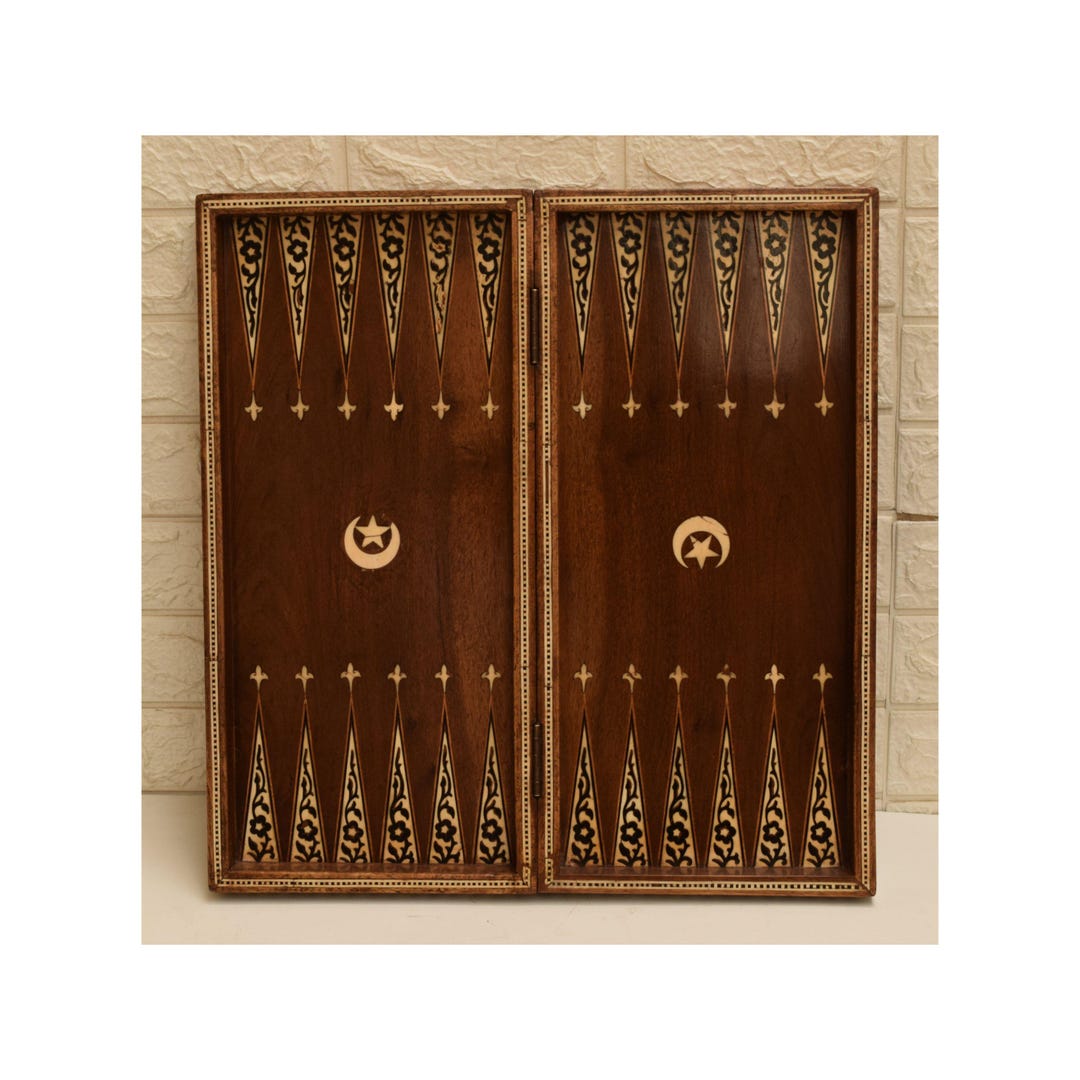 Vintage Turkish Backgammon Chess Board: Handmade Bone Inlay, 20 ...