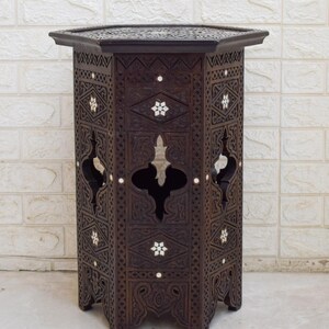 Handcrafted Syrian Table, Mother of Pearl Inlay Table, Wood Side Table ...