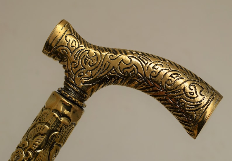 Handmade Ebony Wood Walking Cane: Gold Brass Egyptian Style (36") - Etsy
