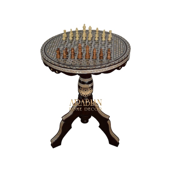 Chess Game Table Round Board Game 20 Diameter Egyptian | Etsy