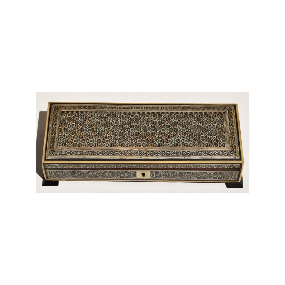 Antique Syrian Wood Jewelry Box, Syrian Middle Eastern Marquetry Box ...