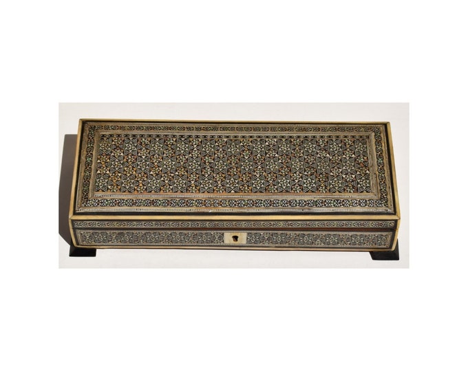 Antique Syrian Wood Jewelry Box, Syrian Middle Eastern Marquetry Box ...