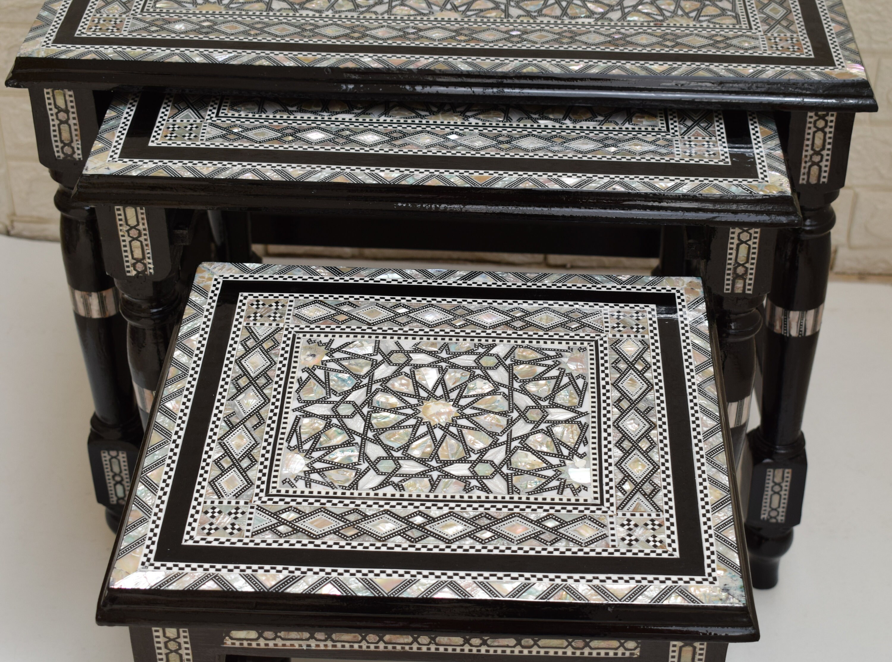 Egyptian Handmade Coffee Table Set of 3 Table Nest Mother of | Etsy