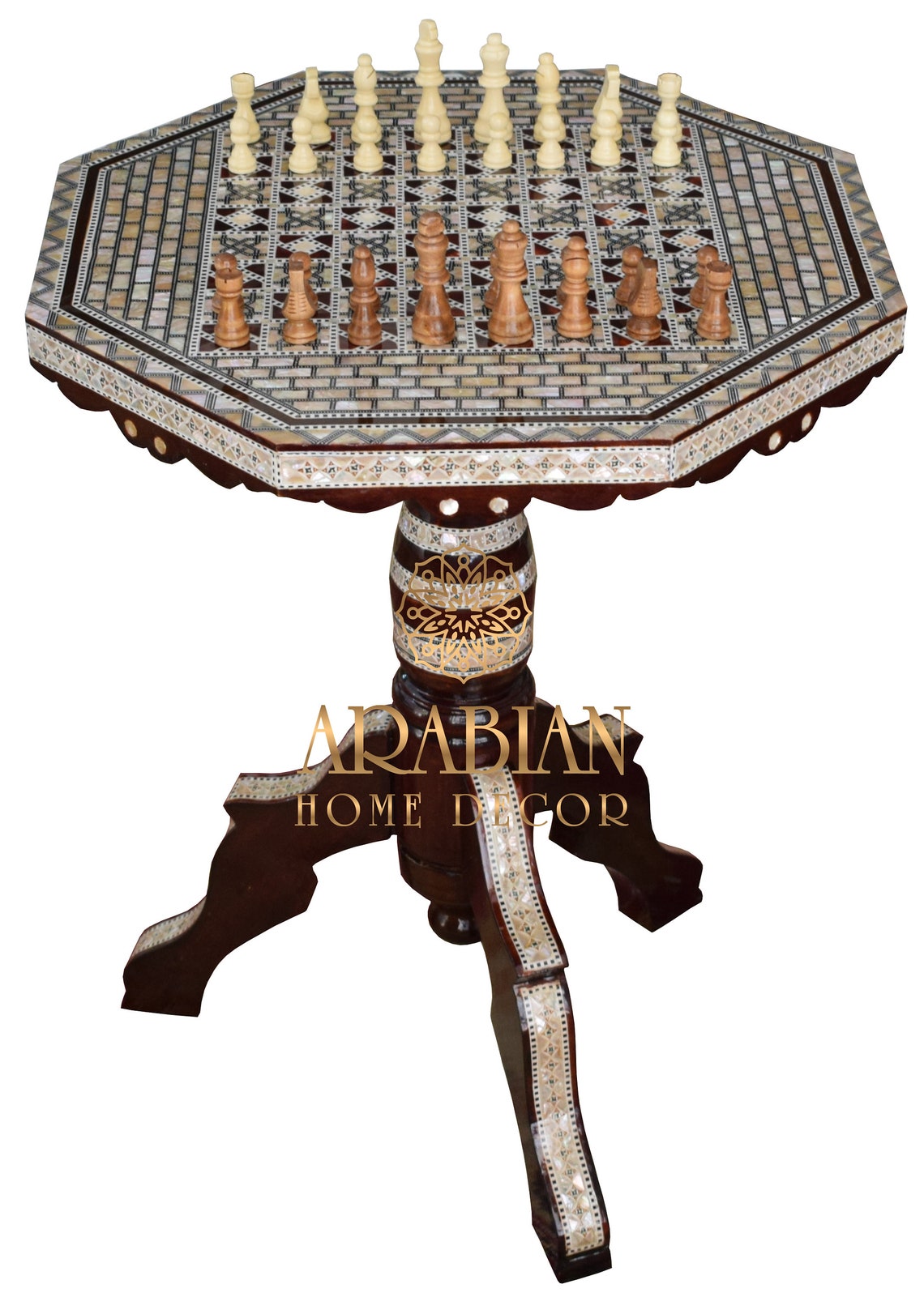 Chess Game Table Octagonal Board Game 20 Wide Egyptian | Etsy