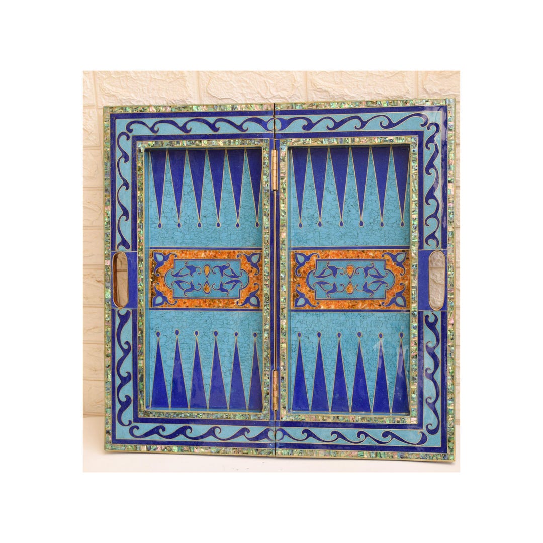 Rare Backgammon & Chess Board, Handmade Luxury Mother Pearl Lapis ...